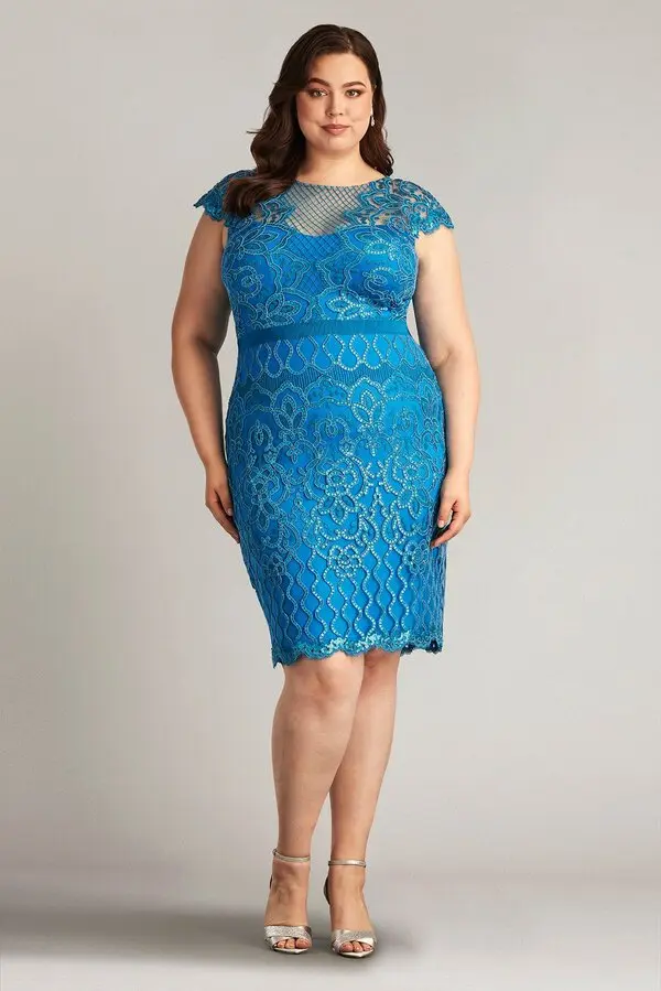 Tadashi Shoji Miranda Sequin Embroidered Sheath Dress - Deep Ocean
