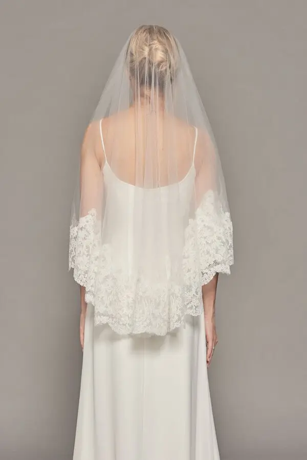 Tadashi Shoji Ballet Veil With Floral Embroidery - Ivory