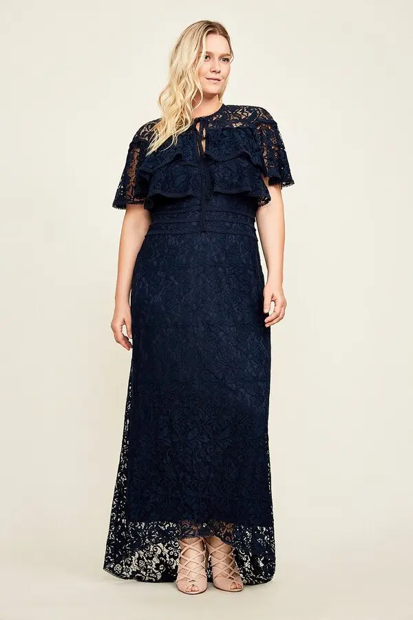Tadashi Shoji Aileen Lace Gown - Navy