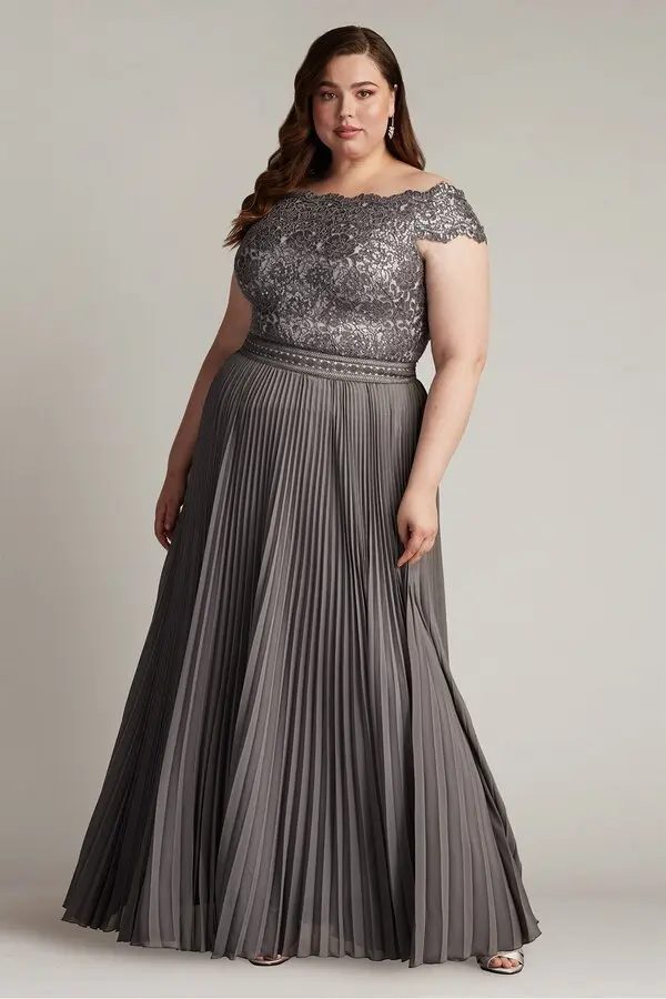 Tadashi Shoji Bode Sequin Embroidered Lace And Tulle Gown Plus Size - Mist