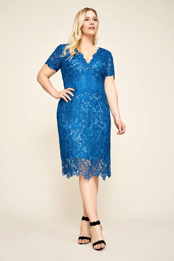 Tadashi Shoji Carter Floral Lace Sheath Dress - Azure
