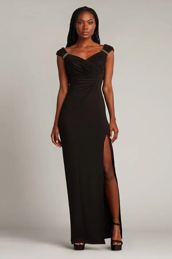 Tadashi Shoji Keene Pearl Accent Gown - Black