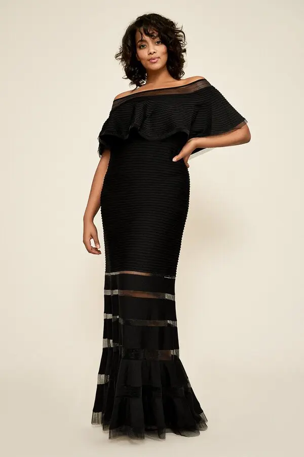 Tadashi Shoji Off-the-shoulder Gown - Black