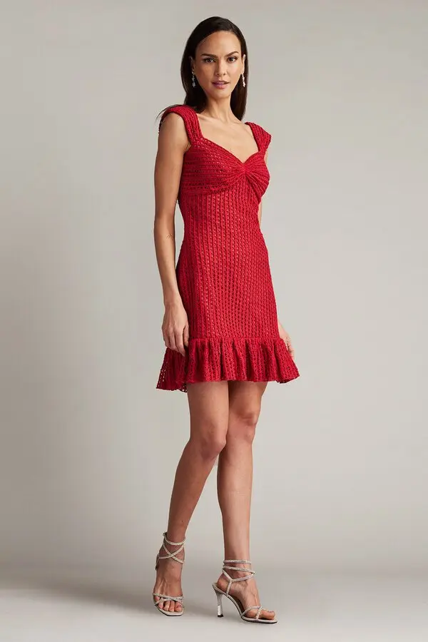 Tadashi Shoji Brely Lace Mini Dress - Rouge