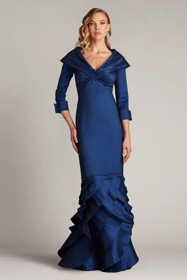 Tadashi Shoji Blythe Portrait Collar Gown - Navy