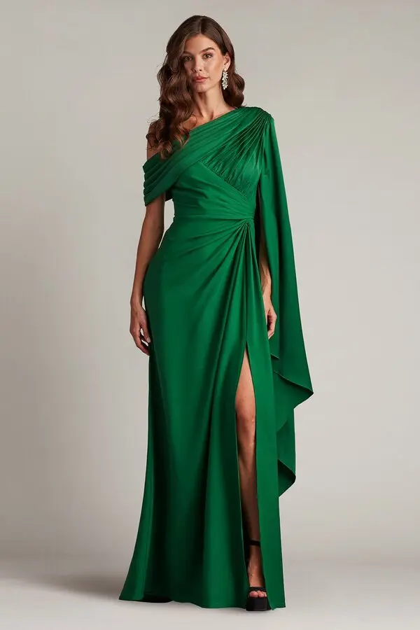 Tadashi Shoji Ember Cape Sleeve Gown - Bamboo