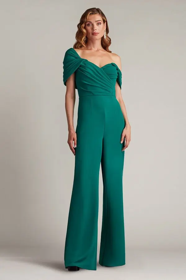 Tadashi Shoji Drea Draped Jumpsuit - Emerald