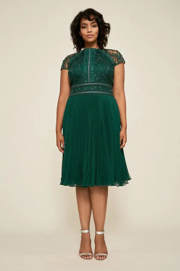 Tadashi Shoji Zivan Flared Lace Dress Plus Size - Pine