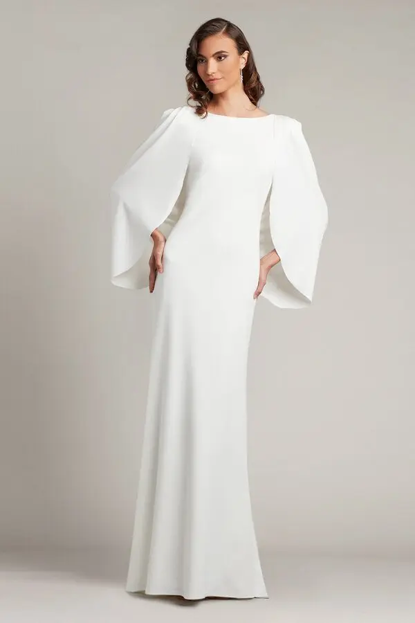 Tadashi Shoji Kairi Capelet Gown - Ivory