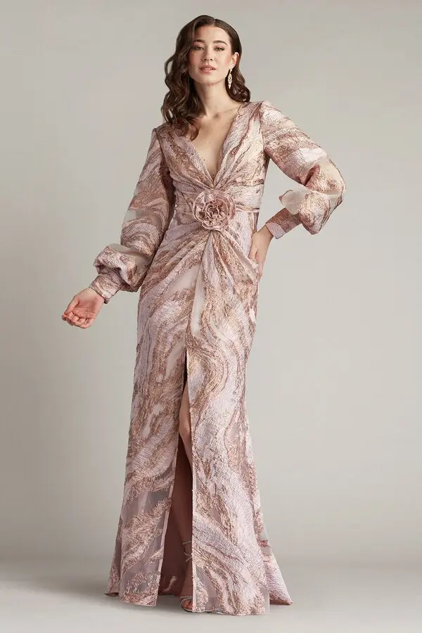 Tadashi Shoji Roselle Gilded Gown - Pebble