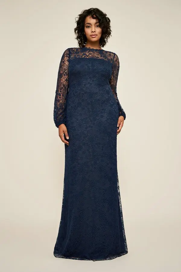 Tadashi Shoji Neriah Lace Gown - Midnight