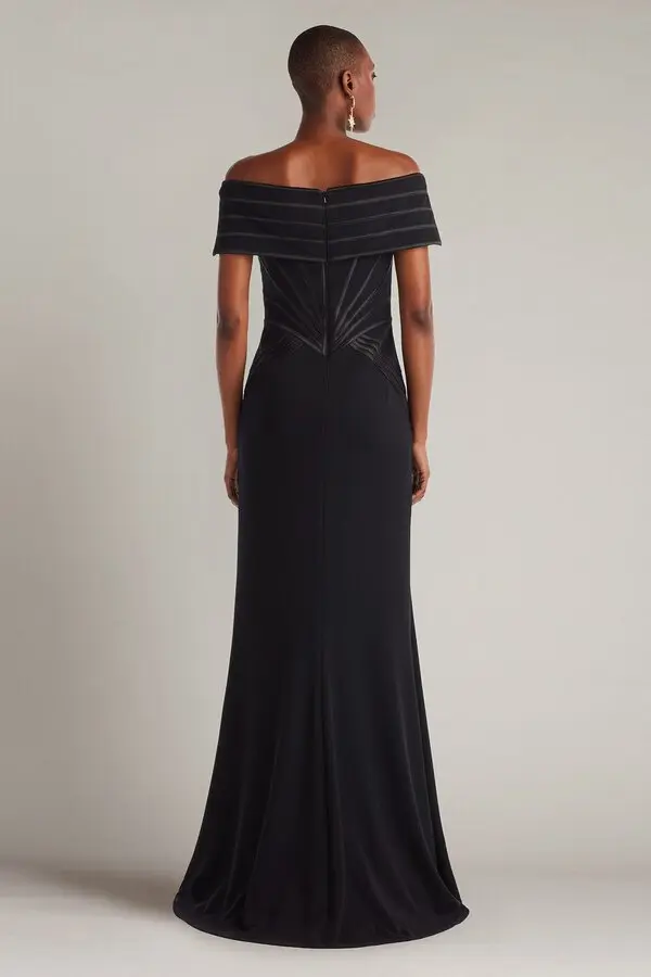 Tadashi Shoji Meridian Sundial Off-shoulder Gown