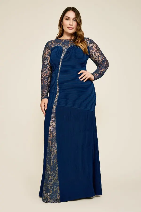 Tadashi Shoji Septima Beaded Lace Gown - Midnight