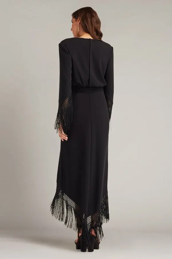 Tadashi Shoji Azie Fringe Midi Dress