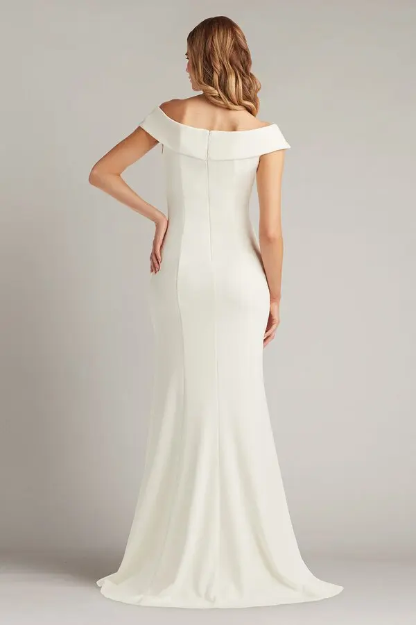 Tadashi Shoji Off-the-shoulder Gown With Asymmetric Draping - Ivory