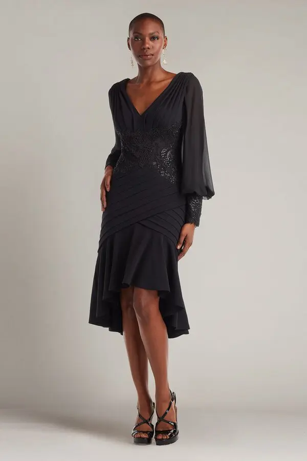 Tadashi Shoji Kalina Blouson Sleeve High-low Dress - Black
