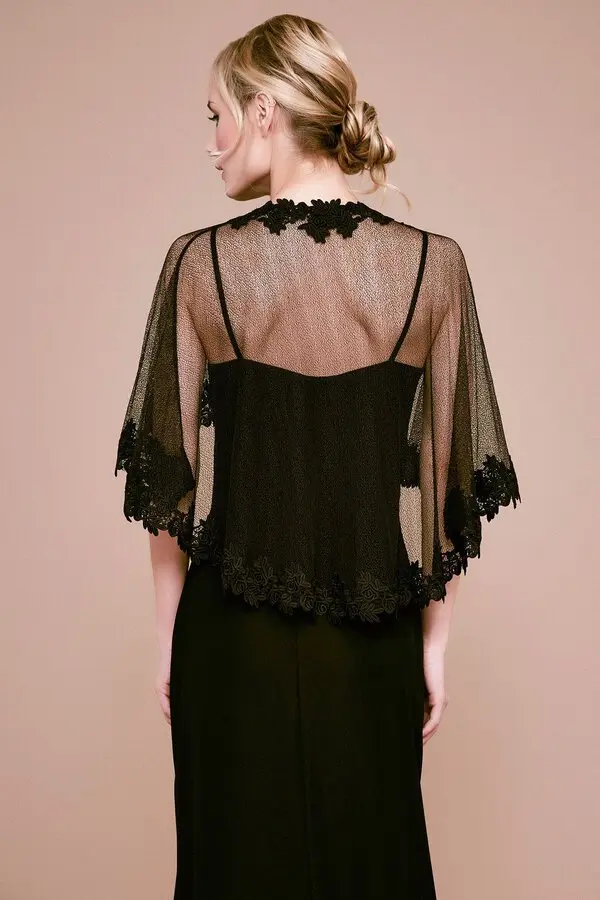 Tadashi Shoji Lace & Mesh Capelet