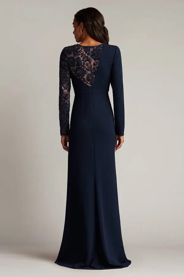 Tadashi Shoji Devika Embroidered Twist-drape Gown