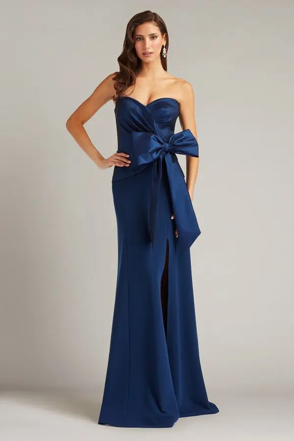 Tadashi Shoji Kinah Oversized Bow Gown - Navy