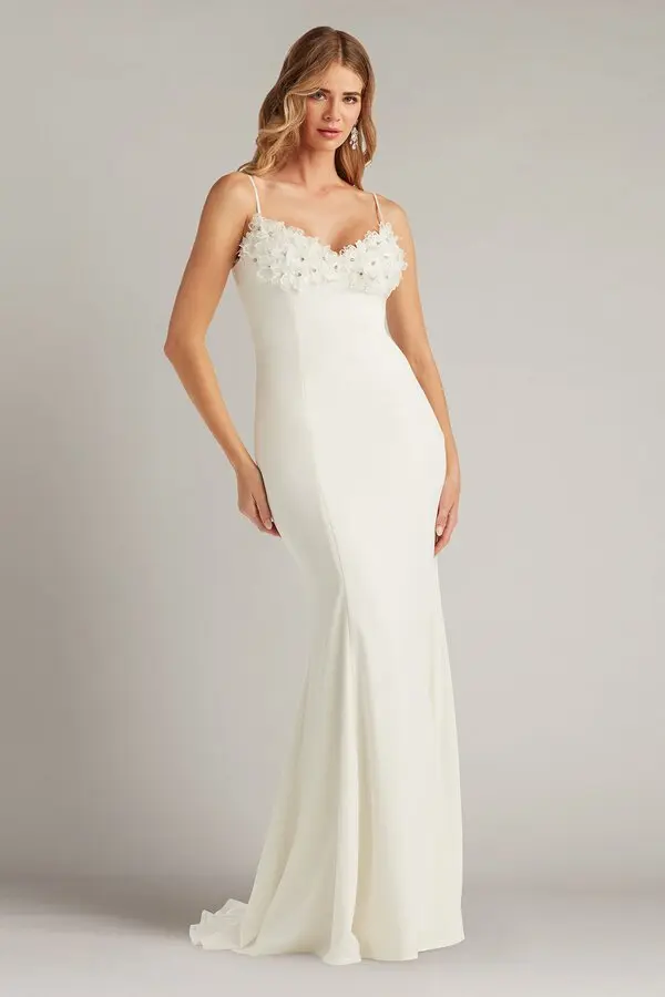 Tadashi Shoji Couteau Flower Embellished Gown - Ivory