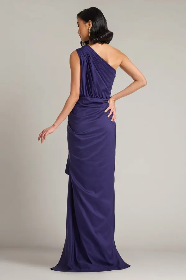 Tadashi Shoji Lena Waterfall Drape Gown - Horizon