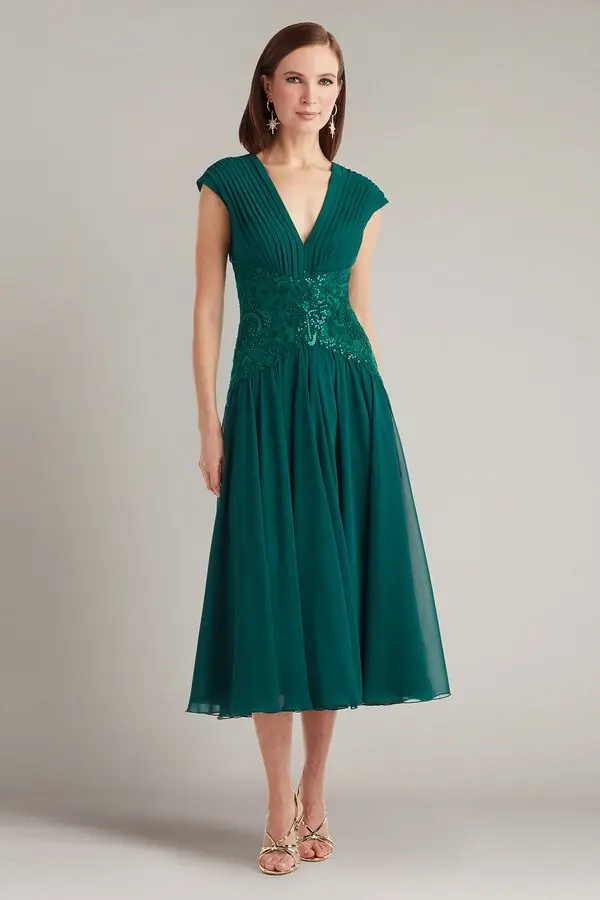 Tadashi Shoji Nerina Embellished Midi Dress - Elm