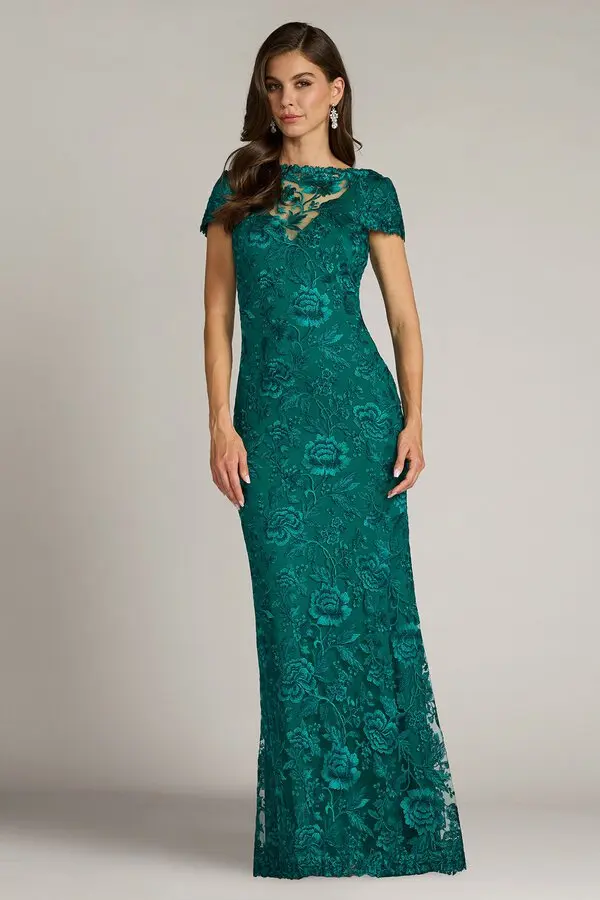 Tadashi Shoji Oran Embroidered Tulle Gown - Malachite