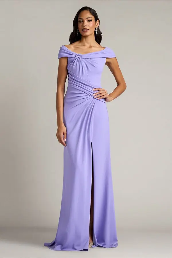 Tadashi Shoji Bruner Draped Crepe Gown - Lavender Mist