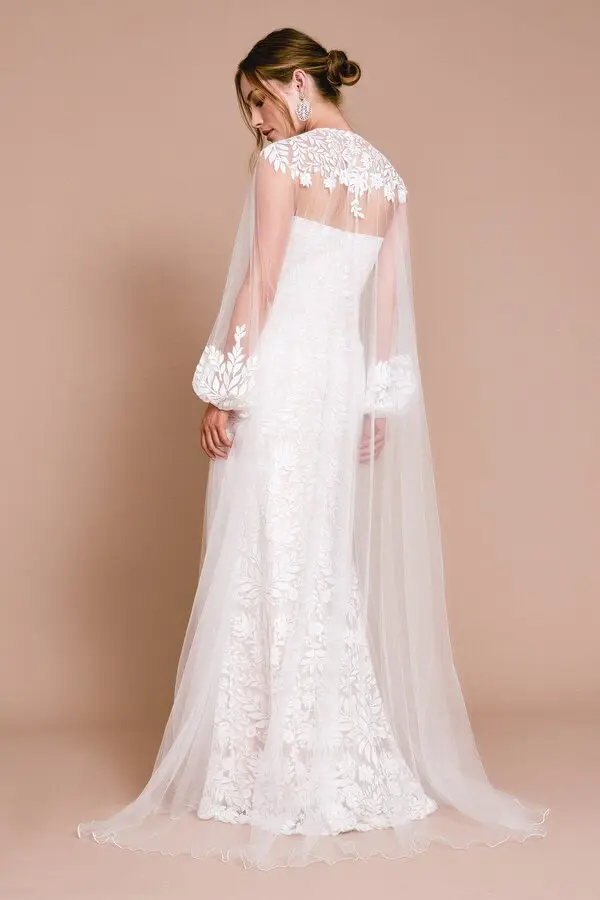 Tadashi Shoji Elsa Sheer Embroidered Tulle Overcoat