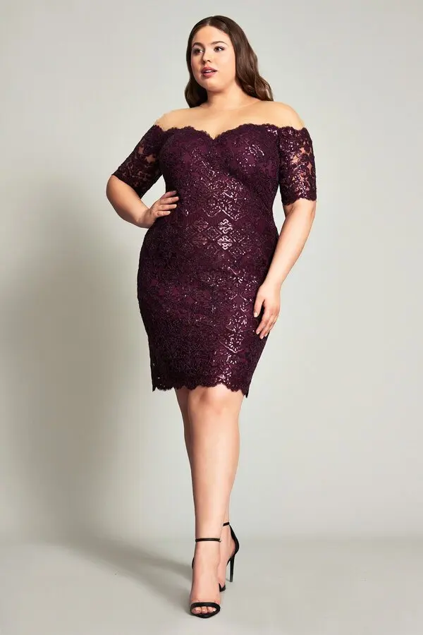Tadashi Shoji Heri Off-the-shoulder Metallic Lace Dress Plus Size - Hibiscus