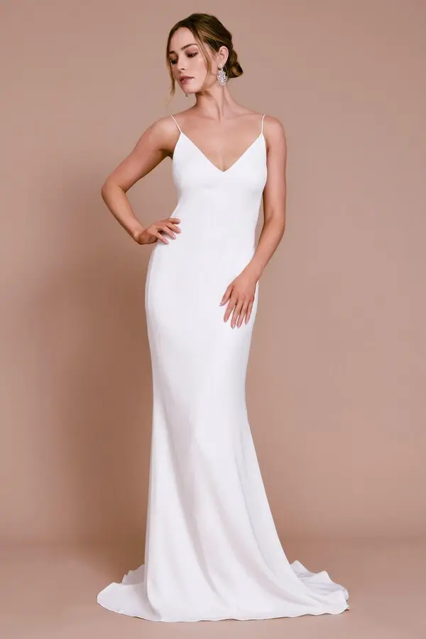 Tadashi Shoji Snow Slip Gown - Ivory