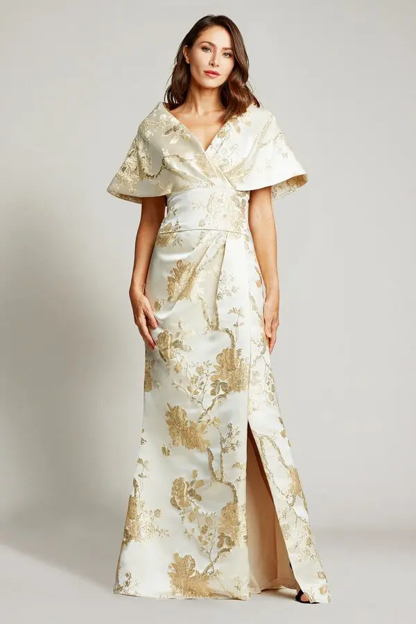 Tadashi Shoji Kimono Bodice Gown - Gold