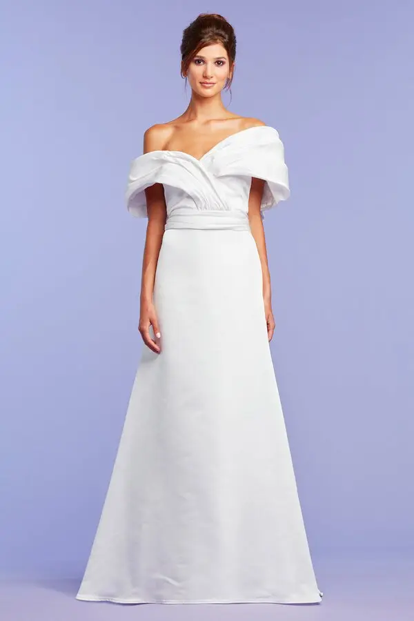 Tadashi Shoji Tenley Satin Jacquard Gown - Ivory