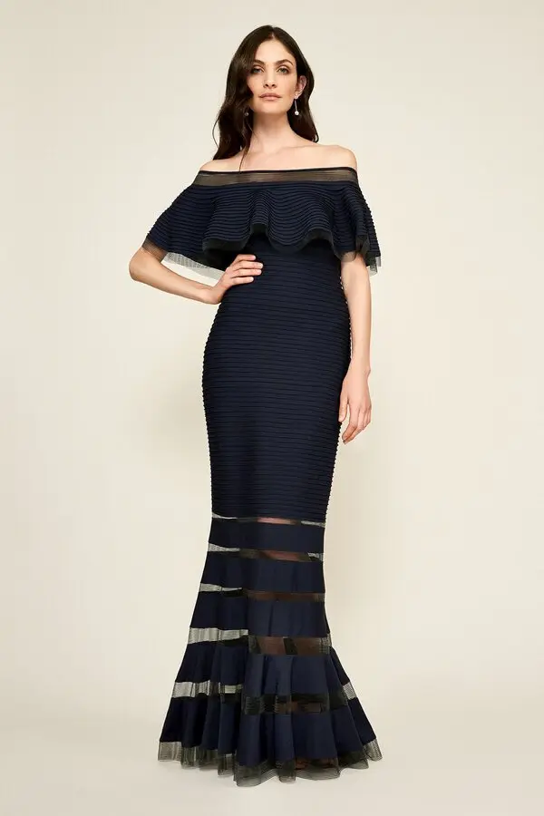 Tadashi Shoji Tabora Off-the-shoulder Gown - Black