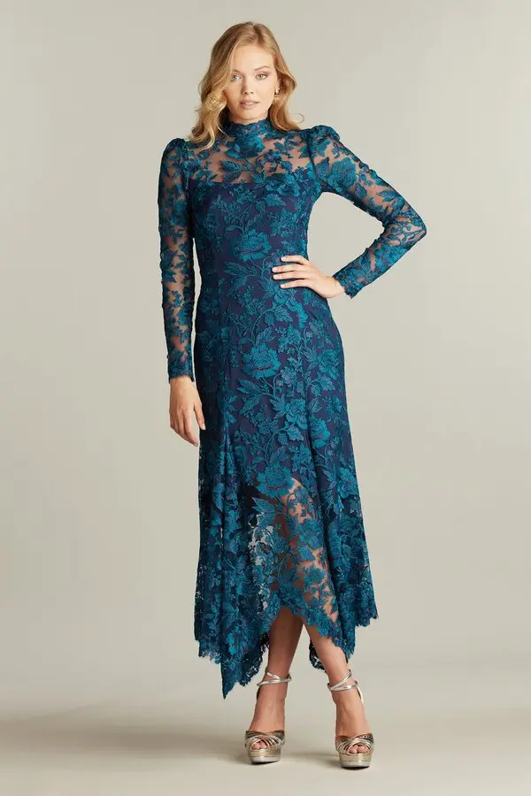 Tadashi Shoji Erdene Handkerchief Hem Dress - Azure