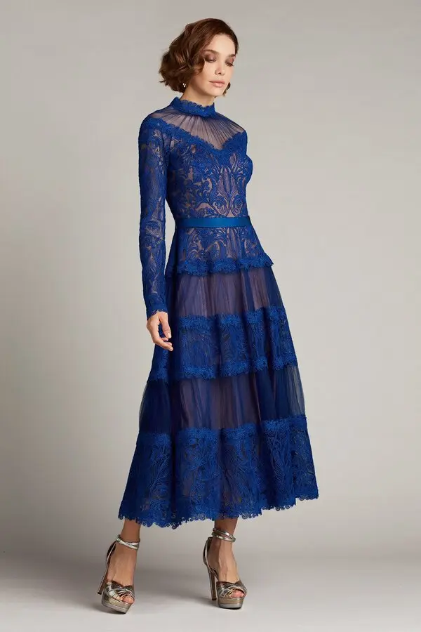 Tadashi Shoji Fresco Pleated-chiffon Dress - Cobalt