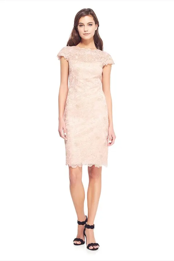 Tadashi Shoji Rose Motif Sheath Dress - Petal/gold