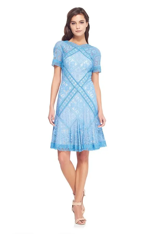 Tadashi Shoji Aurore Lace Dress - Cloud Blue