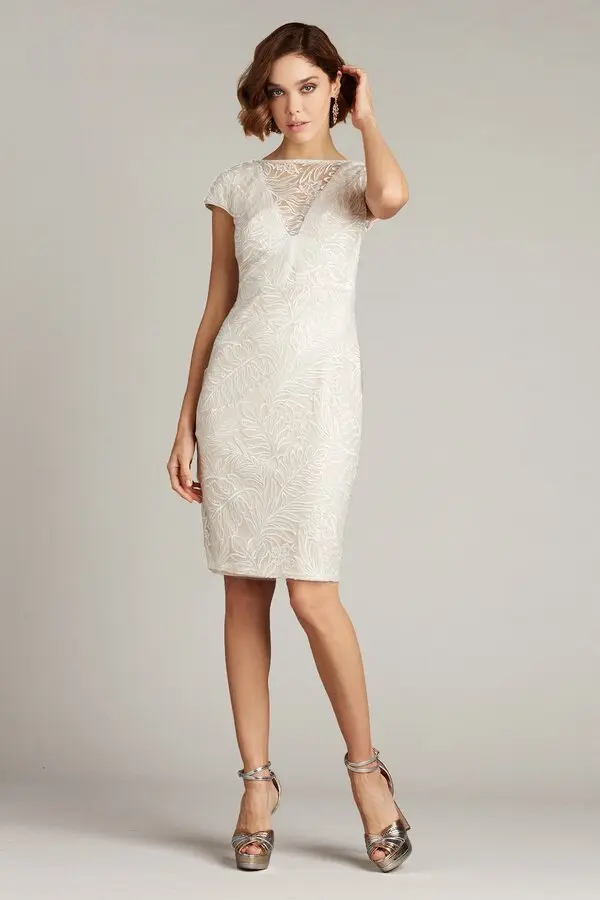 Tadashi Shoji Kiah Embroidered Sheath Dress - Black/nude