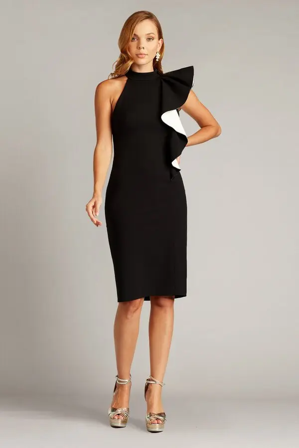 Tadashi Shoji Marjorie Flounce Dress - Black