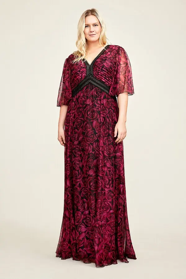 Tadashi Shoji Raelynn Gown - Fuchsia/black