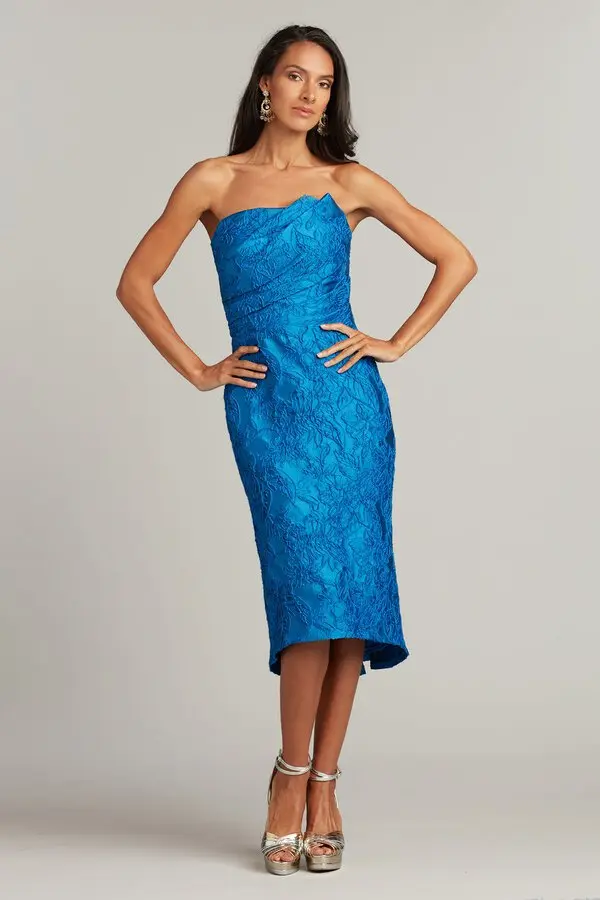 Tadashi Shoji Nauman Strapless Jacquard Dress - Sky