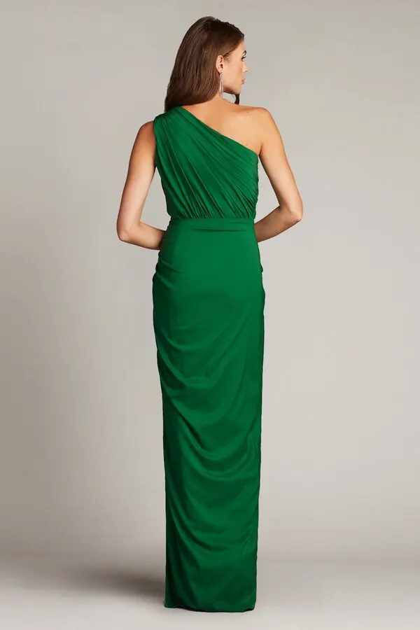 Tadashi Shoji Lena One-shoulder Waterfall Drape Gown - Bamboo