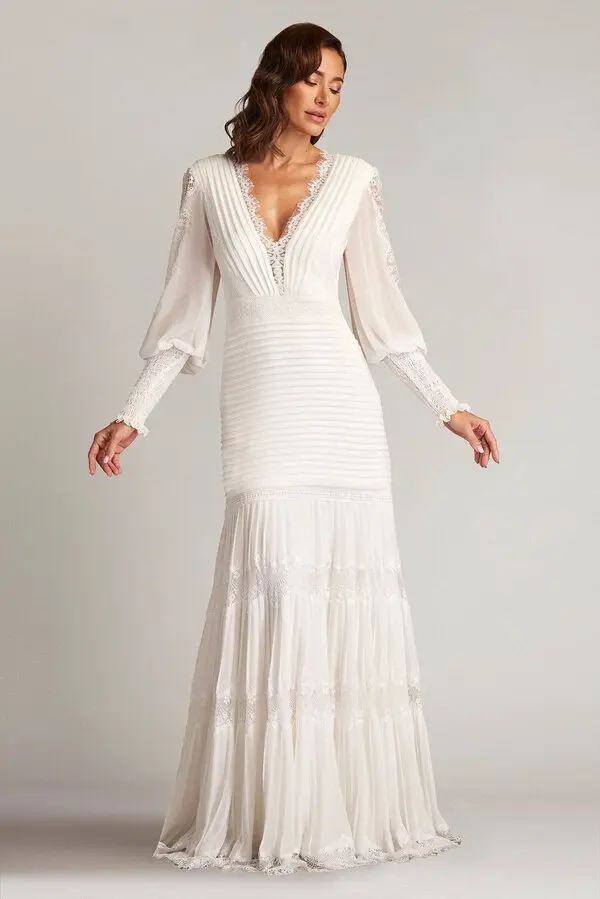 Tadashi Shoji Nyssa Bishop Sleeve Gown - Ivory