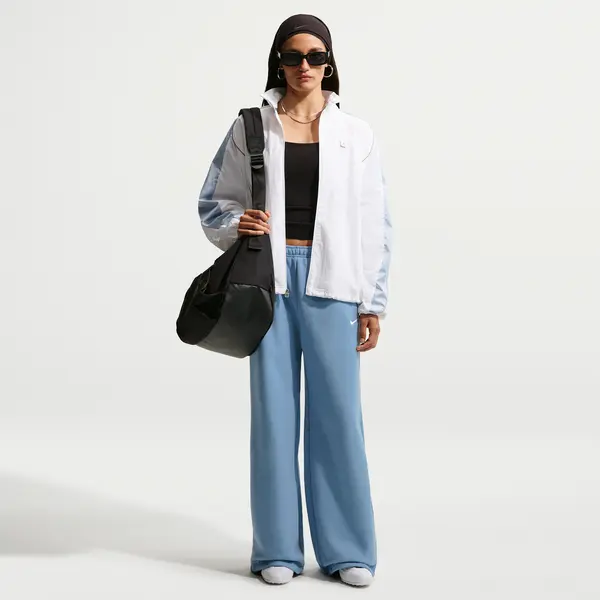 Nike Studio Fleece Mid-rise Wide-leg Pants - Blue