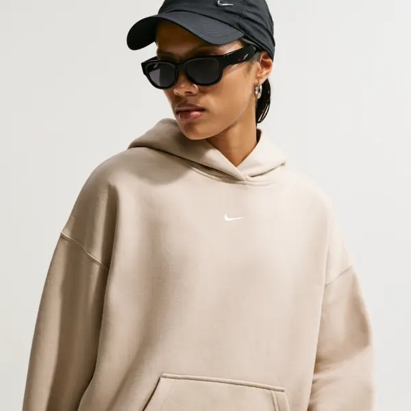 Nike Studio Fleece Medium Weight Oversized Pullover Hoodie - Brown