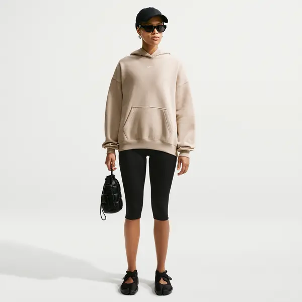 Nike Studio Fleece Medium Weight Oversized Pullover Hoodie - Brown