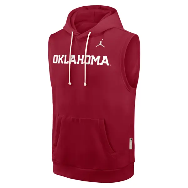 Nike Oklahoma Sideline Jordan Brand Dri-fit College Sleeveless Pullover Hoodie - Red