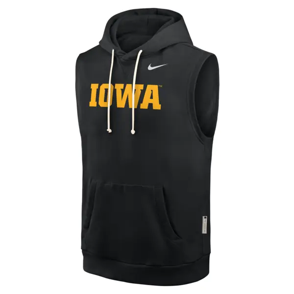 Nike Iowa Sideline Dri-fit College Sleeveless Pullover Hoodie - Black