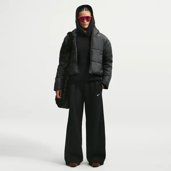 Nike Studio Fleece Medium Weight Mid-rise Wide-leg Pants - Black